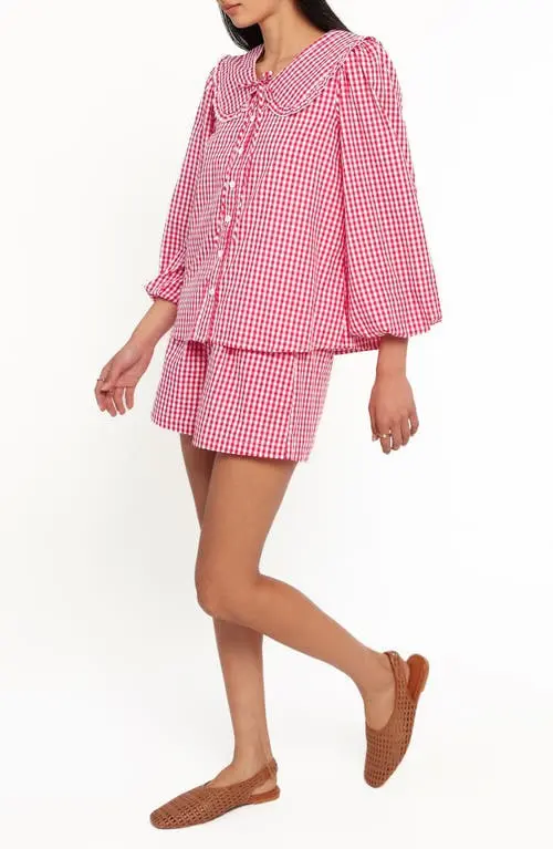 PETAL & PUP Angela Gingham Shirt And Shorts Set