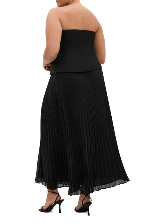 City Chic Loretta Strapless Pleated Maxi Dress