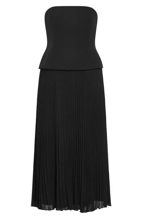 City Chic Loretta Strapless Pleated Maxi Dress
