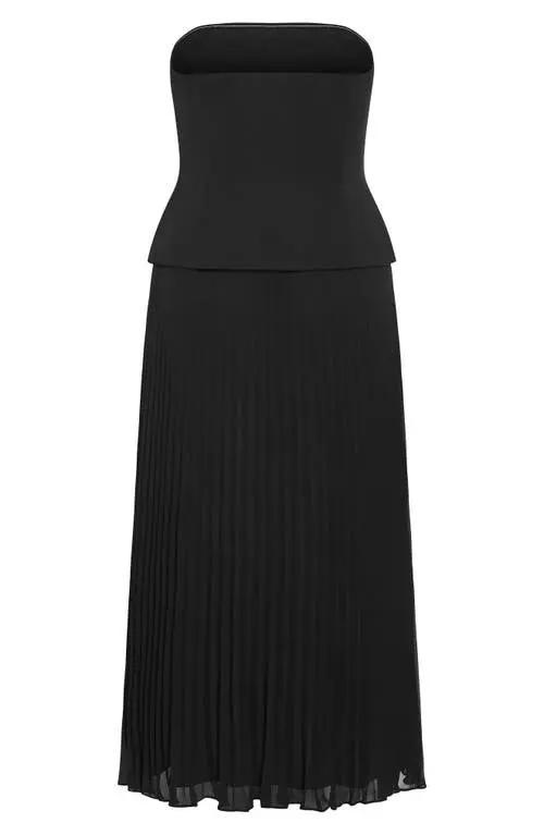 City Chic Loretta Strapless Pleated Maxi Dress