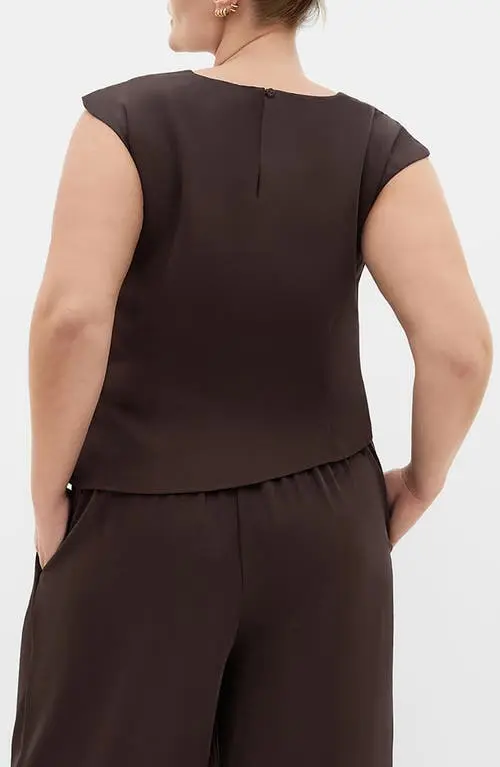 City Chic Jett Padded Shoulder Top - Espresso