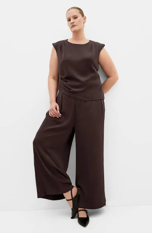 City Chic Jett Padded Shoulder Top - Espresso