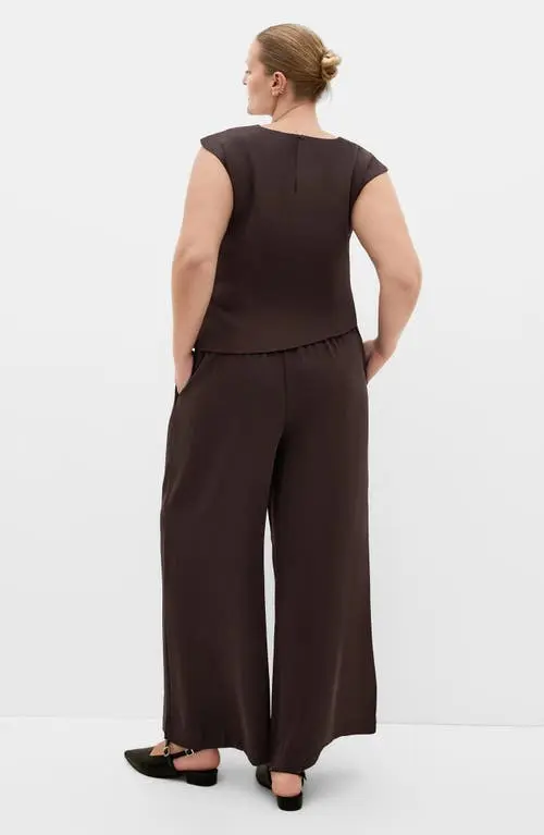 City Chic Jett Padded Shoulder Top - Espresso