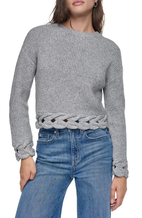 Dkny Cable Hem Crewneck Sweater - Feather He