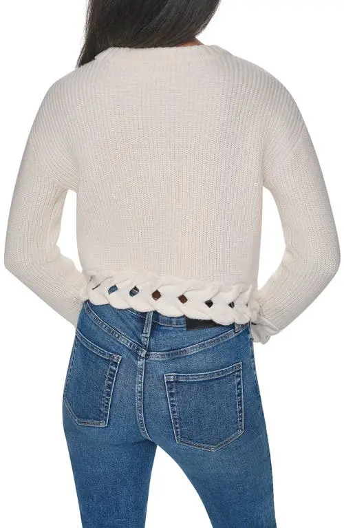 Dkny Cable Hem Crewneck Sweater - Ivory