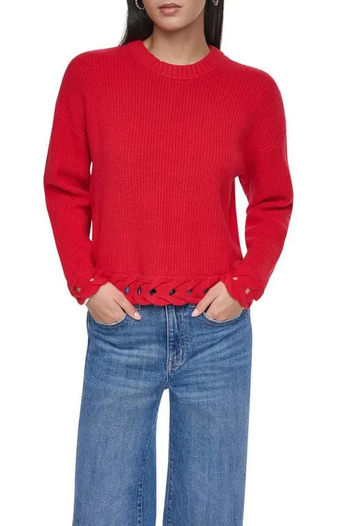 Dkny Cable Hem Crewneck Sweater - Vibrant Re