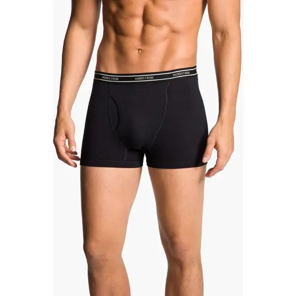 Nordstrom Stretch Cotton Boxer Briefs - Black