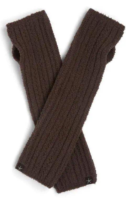 Barefoot Dreams Pointelle Fingerless Gloves - Umber