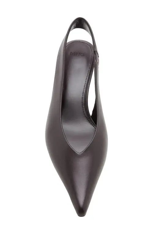 Mango Bimbo Pointed Toe Slingback Pump - Chocolate