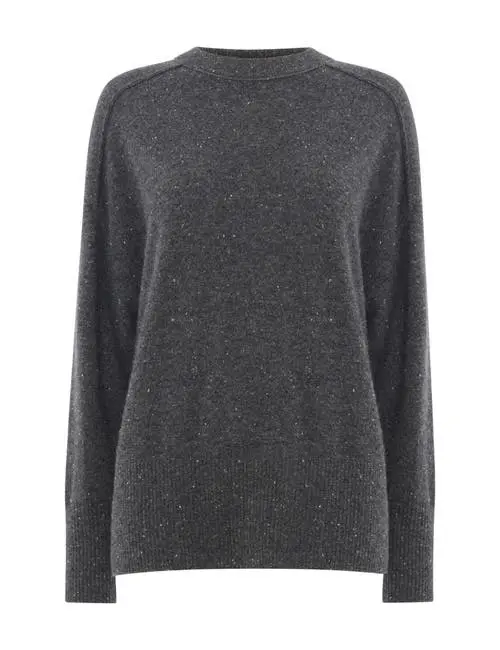 Whistles Cashmere Fleck Seam Crew Sweater