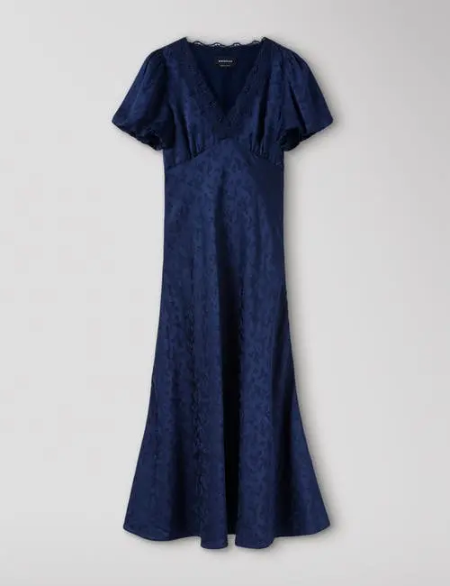 Whistles Jacquard V-neck Midi Dress