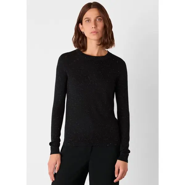 Whistles Annie Sparkle Knit Top - Black