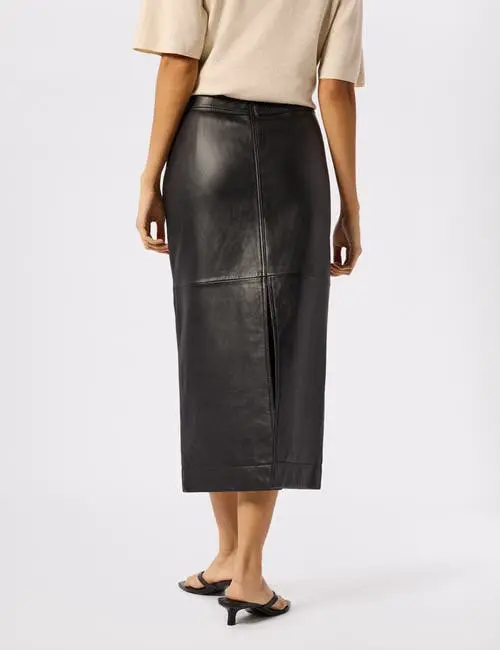 Whistles Panelled Leather Midi Skirt