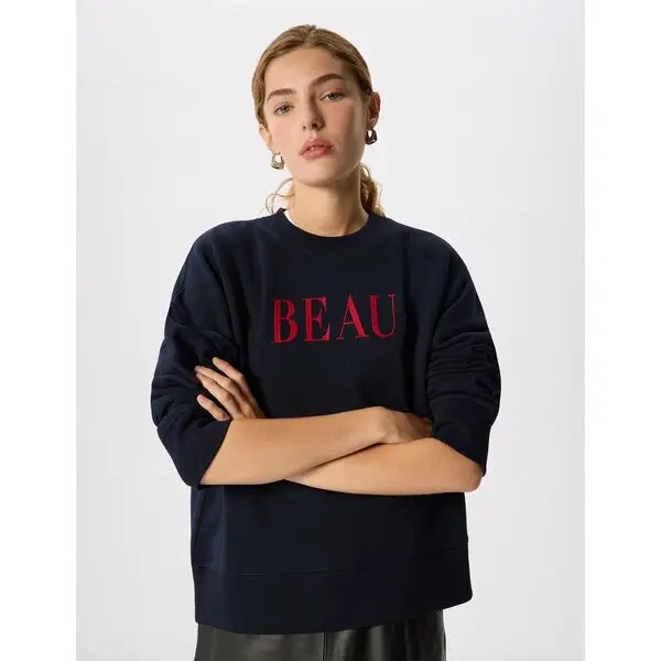 Whistles Beau Crew Neck Sweatshirt - Navy