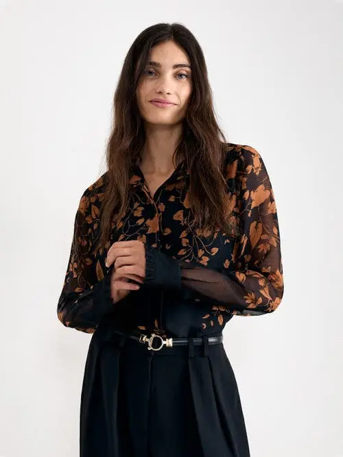 PHASE EIGHT Clenence Floral Sheer Drape Shirt