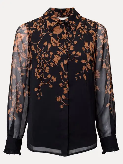 PHASE EIGHT Clenence Floral Sheer Drape Shirt