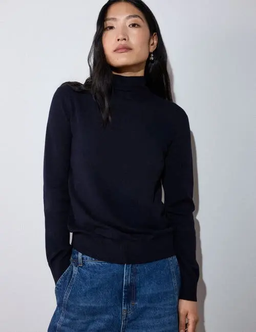 Whistles Tie Neck Detail Knit Jumper - Navy