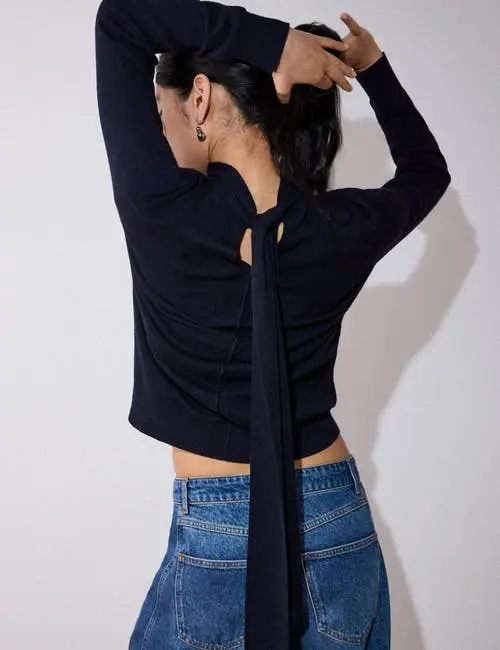 Whistles Tie Neck Detail Knit Jumper