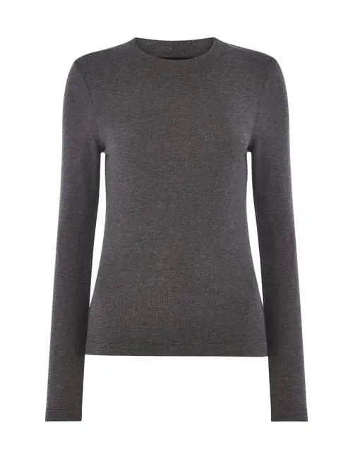 Whistles Essential Ribbed Crew Long Sleeve Top