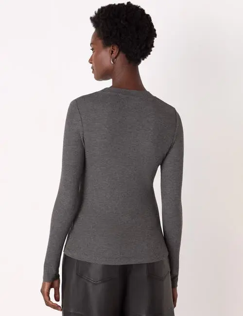 Whistles Essential Ribbed Crew Long Sleeve Top