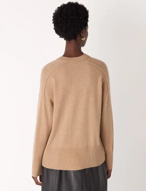 Whistles Cashmere Seam Detail Crew Sweater