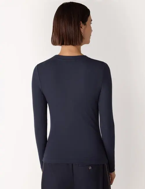 Whistles Essential Ribbed Crewneck Knit Top - Navy