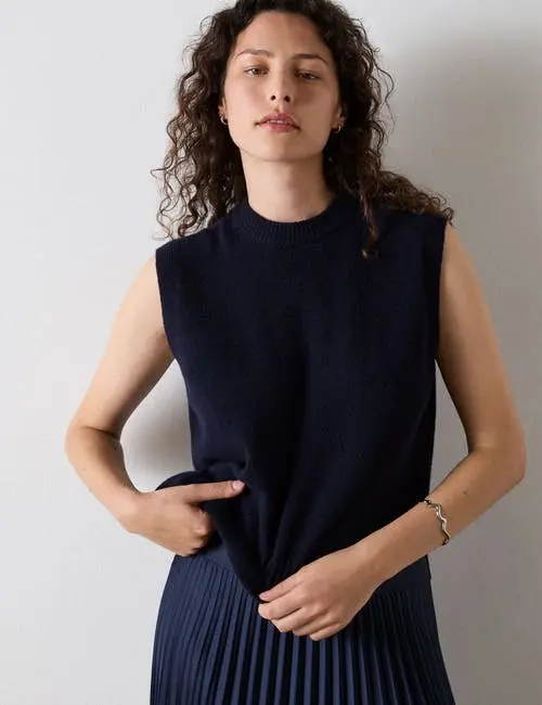 Whistles Sleeveless Knitted Boxy Fit Tank