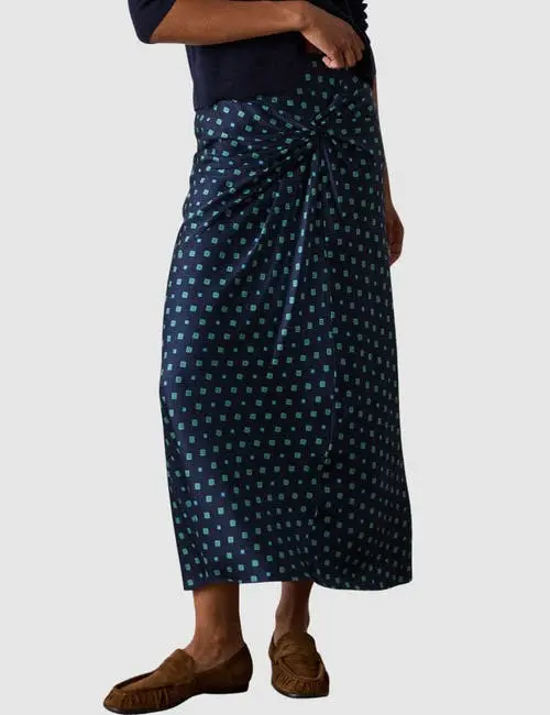 Whistles Diamond Geo Twist Midi Skirt - Navy/multi