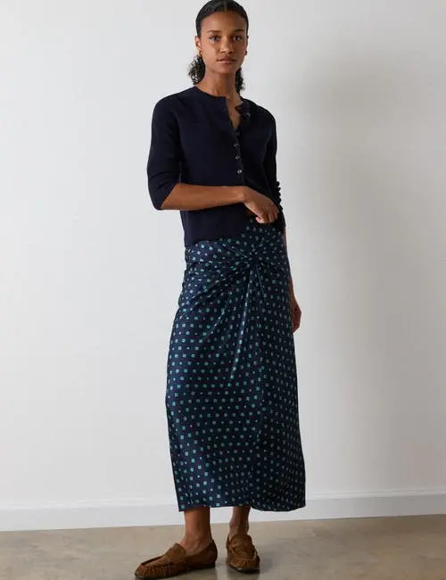 Whistles Diamond Geo Twist Midi Skirt