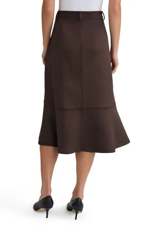 Jones New York Faux Suede Flare Midi Skirt