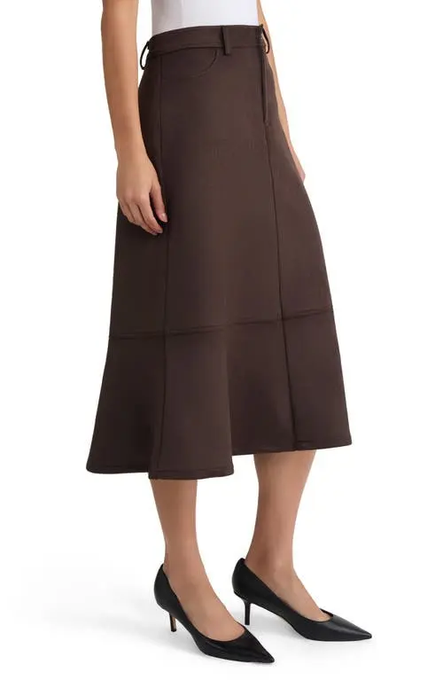 Jones New York Faux Suede Flare Midi Skirt