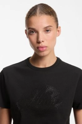 Hugo Cotton-jersey T-shirt With Rhinestone Logo