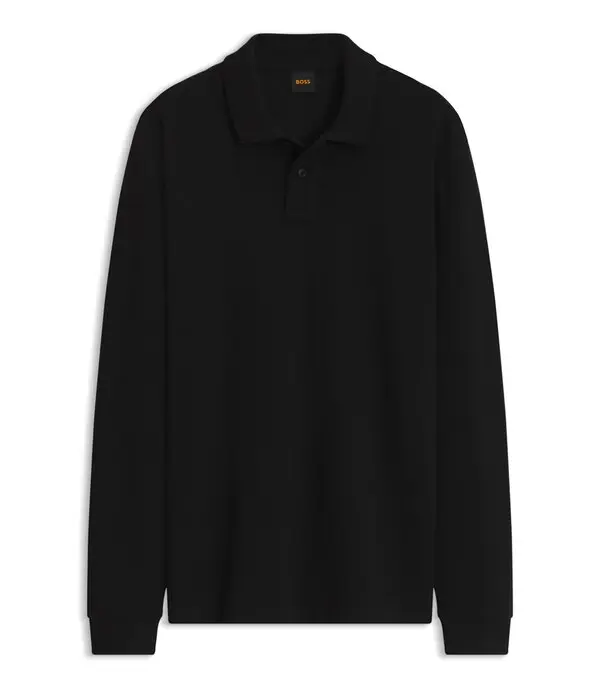 BOSS Cotton-blend Polo Shirt With Waffle-knit Texture - Black