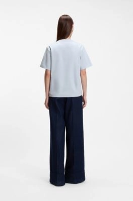 BOSS Relaxed-fit T-shirt In Mercerized Cotton - Light Blue