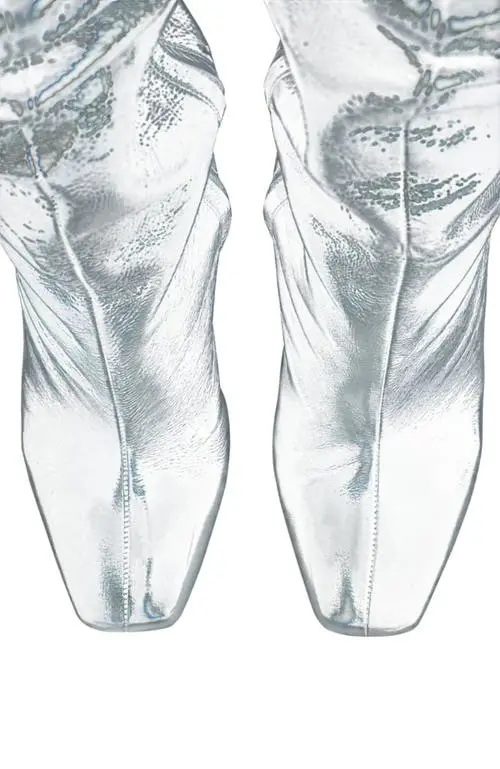Balmain Thigh-high Wedge Boots In Crinkled Patent Leather