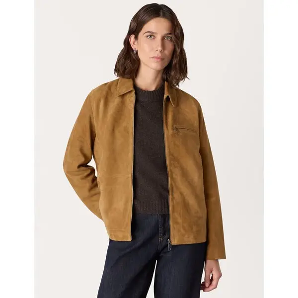 Whistles Kate Suede Jacket - Tan