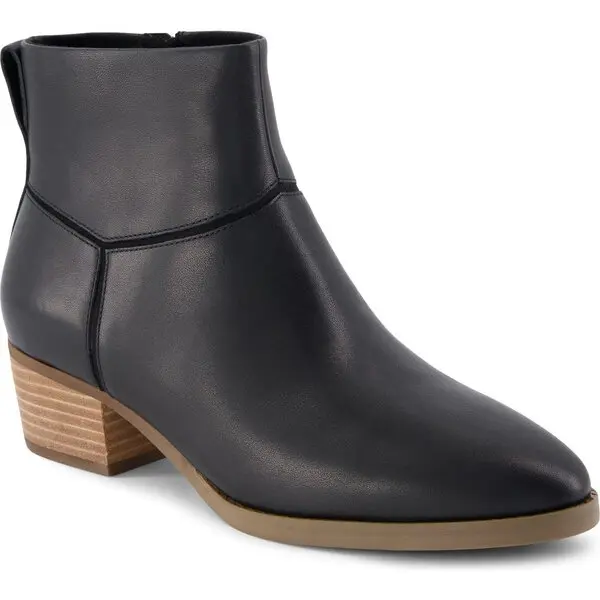 Toms Elia Leather Bootie - Black