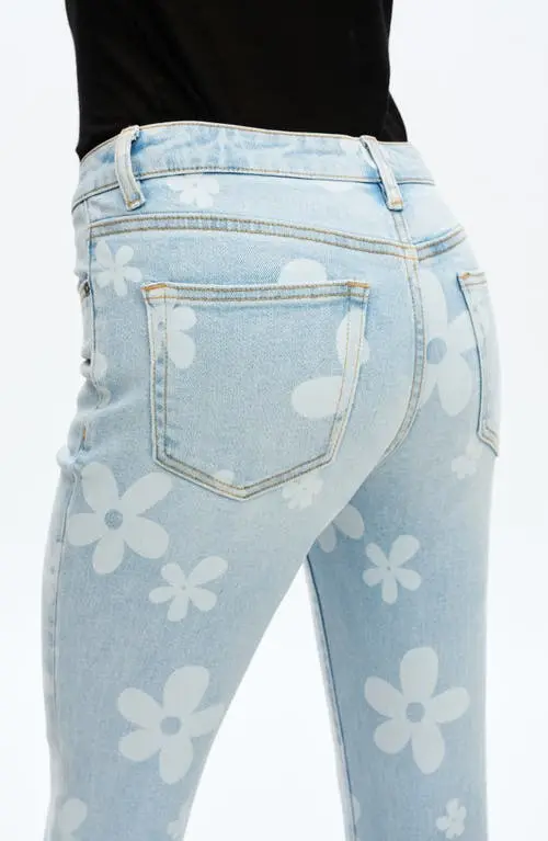 BAYEAS Floral Print Mid Rise Straight Leg Jeans