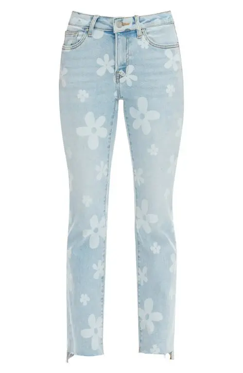 BAYEAS Floral Print Mid Rise Straight Leg Jeans