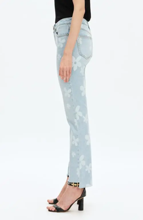 BAYEAS Floral Print Mid Rise Straight Leg Jeans