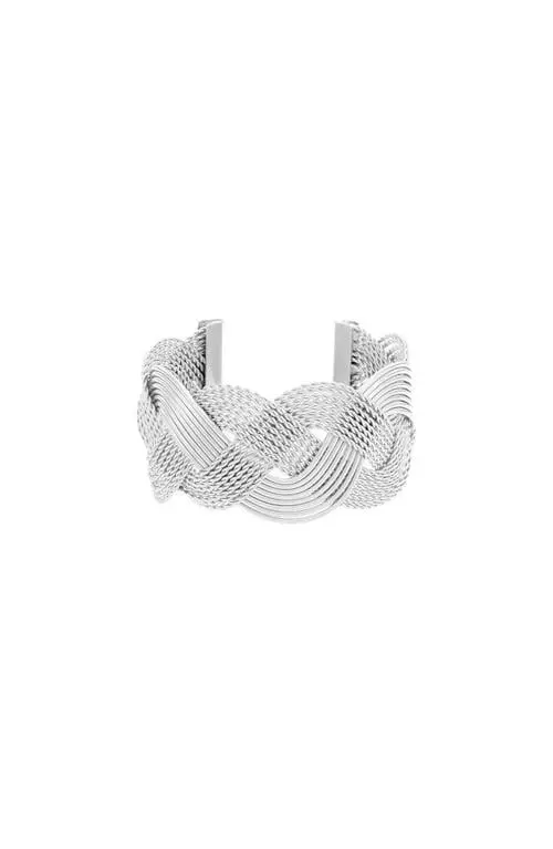 BEARFRUIT JEWELRY Charlotte Statement Cuff Bracelet Modern Minimalist Statement - Silver