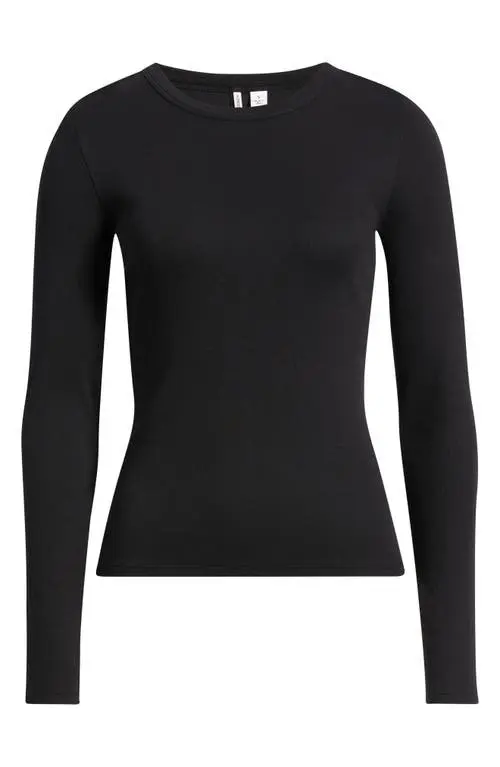 Nordstrom Ribbed Crewneck Long Sleeve T-shirt - Black