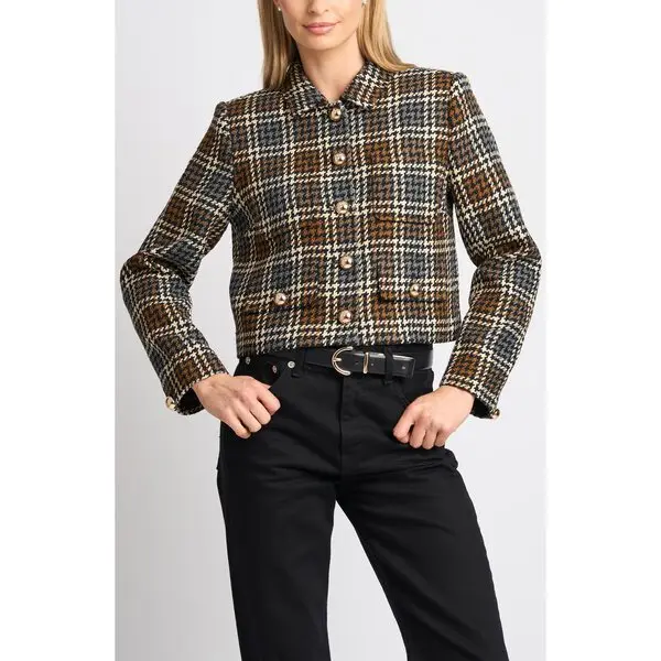 Ted Baker London Jackson Plaid Cropped Jacket