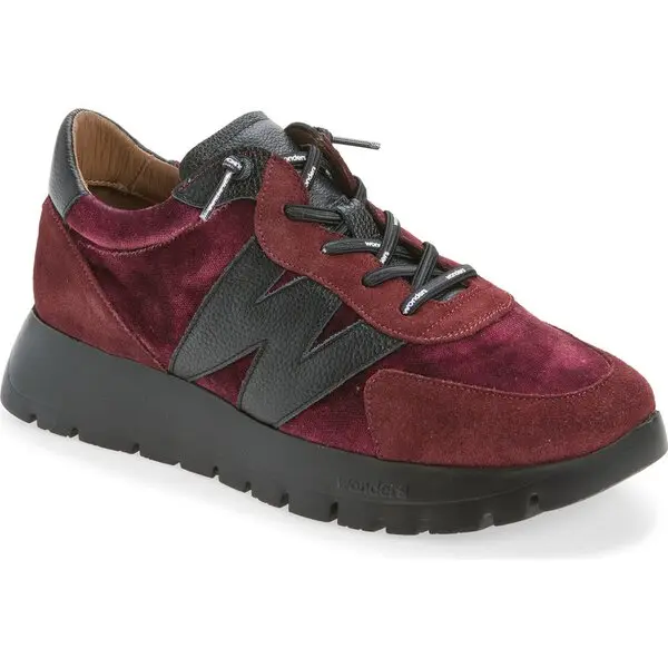 WONDERS Velvet Platform Sneaker - Vino