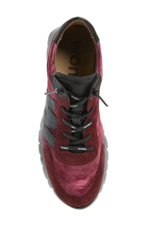 WONDERS Velvet Platform Sneaker - Vino