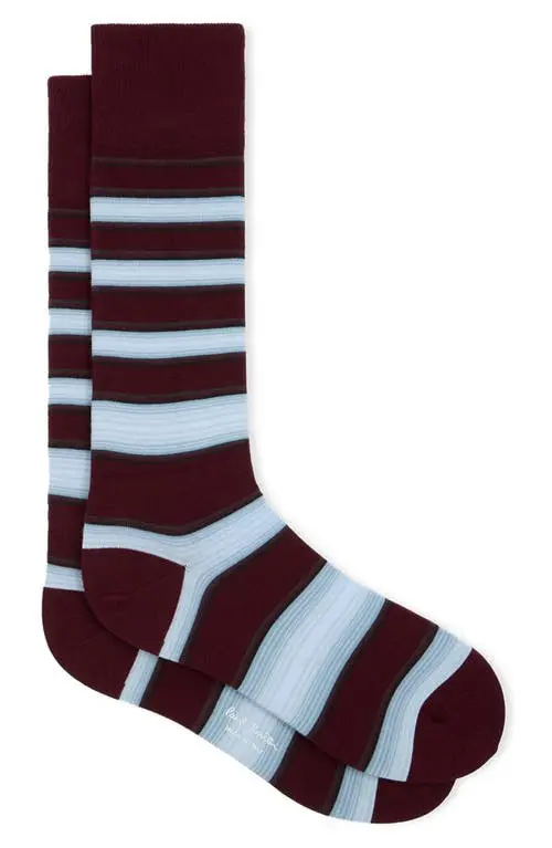 Paul Smith Space Dye Stripe Cotton Blend Dress Socks - 40_light Blue
