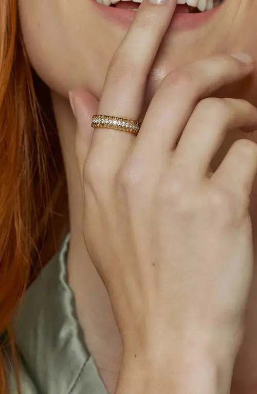 BEARFRUIT JEWELRY Jena Sparkle Wide Band Ring Trendy Unique Style - Gold