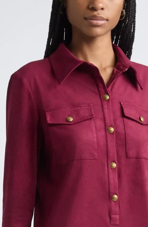 Ramy Brook Maria Long Sleeve Shirtdress - Cranberry