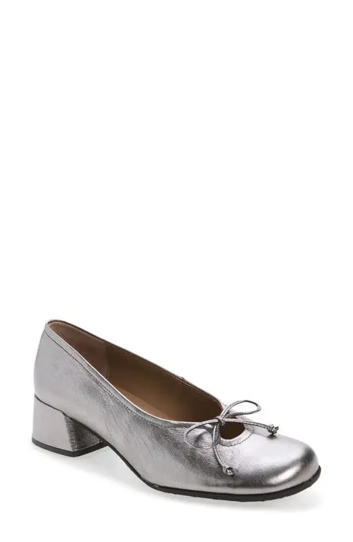 WONDERS Block Heel Pump - Silver