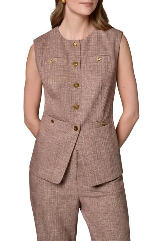 Donna Karan New York Plaid Vest - Sunbaked